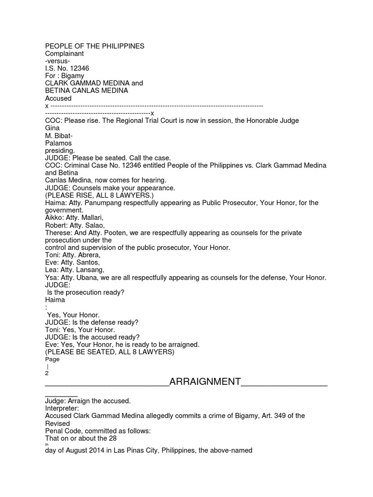 Arraignment Script | Download Free PDF | Plea | Prosecutor