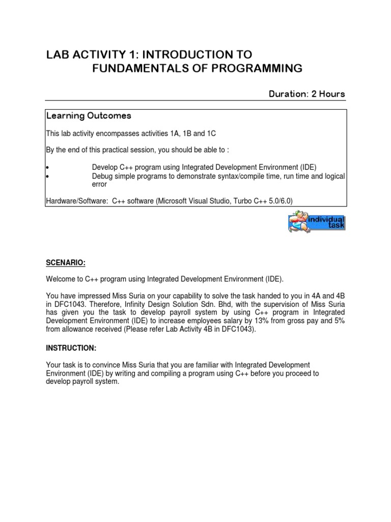 Lab Activity 1 | PDF | Integrated Development Environment | Digital ...