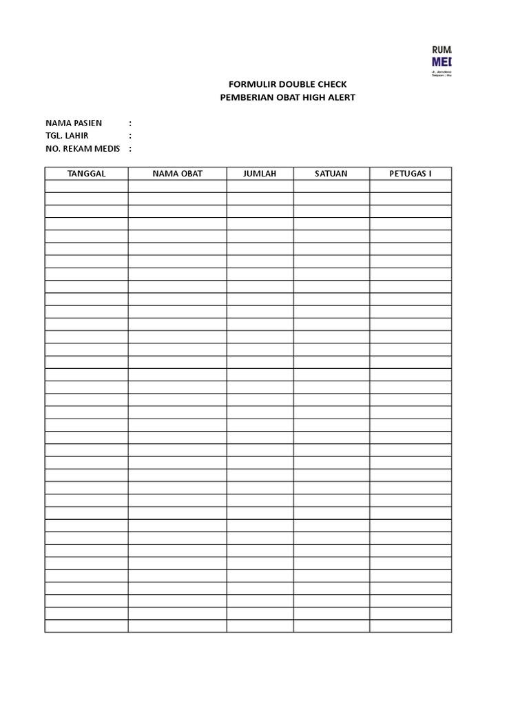 Formulir Double Check Obat High Alert | PDF | Hukum
