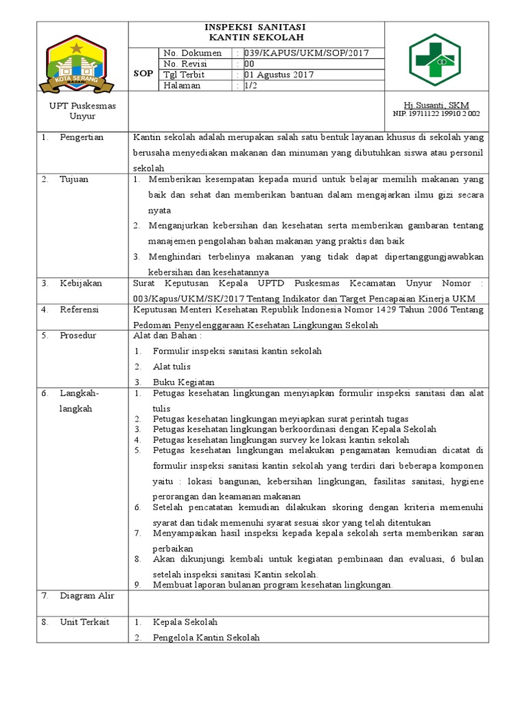 Inspeksi Sanitasi Kantin Sekolah | PDF