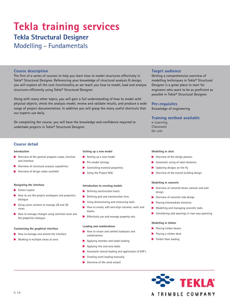 Tekla Training Module TSD Modelling Fundamentals | PDF | 3 D Modeling ...