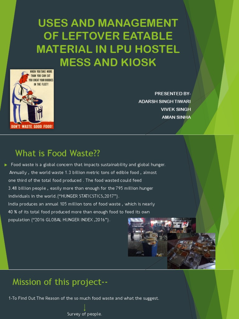 Uses and Management of Leftover Eatable Material | PDF | Hunger | Foods