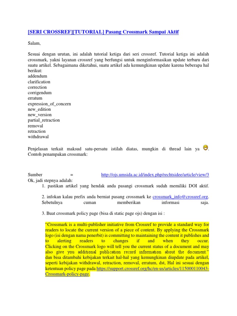 Tutorial Crossmark Crossref | PDF