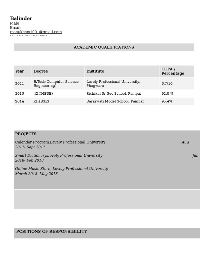 Tutorial9 - 19826 - Tutorial 9 - CV Format | PDF