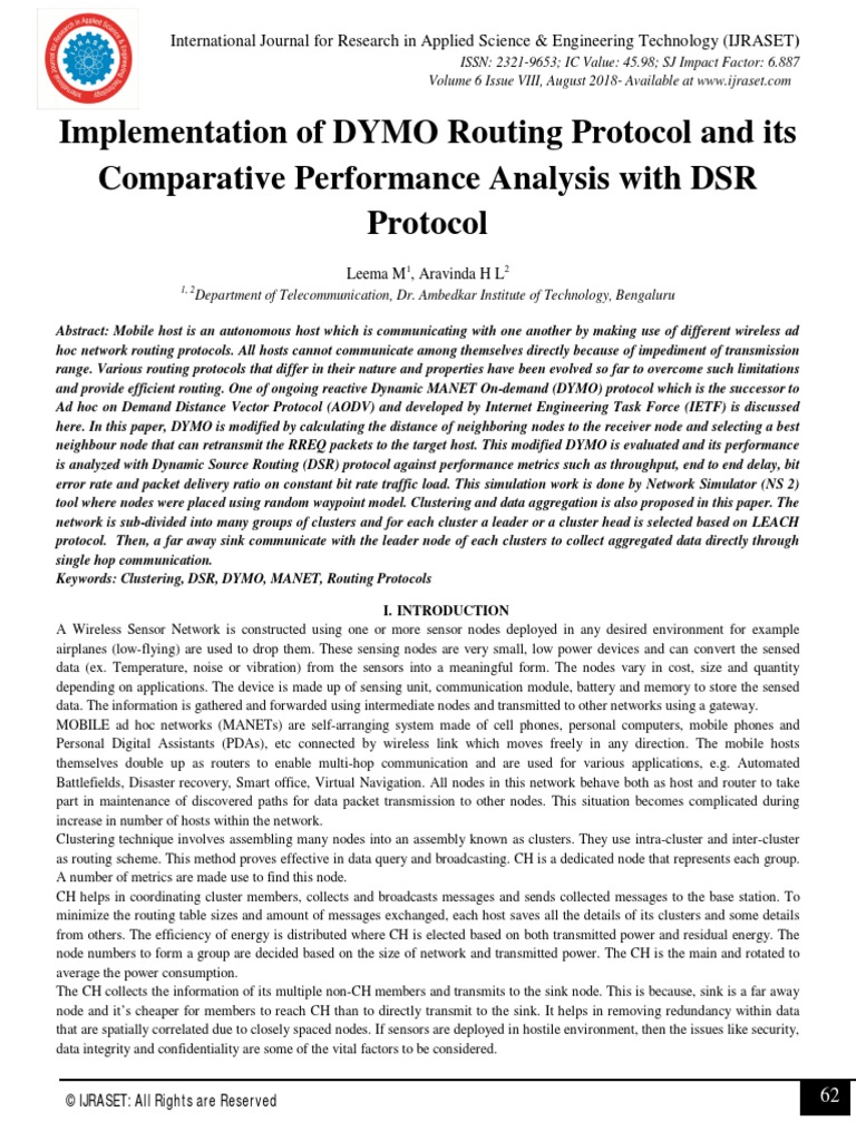 Implementation Of Dymo Routing Protocol And Its Comparative Performance Analysis With Dsr