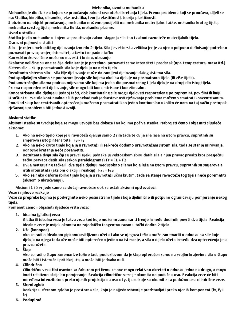 Statika Teorija 1 | PDF