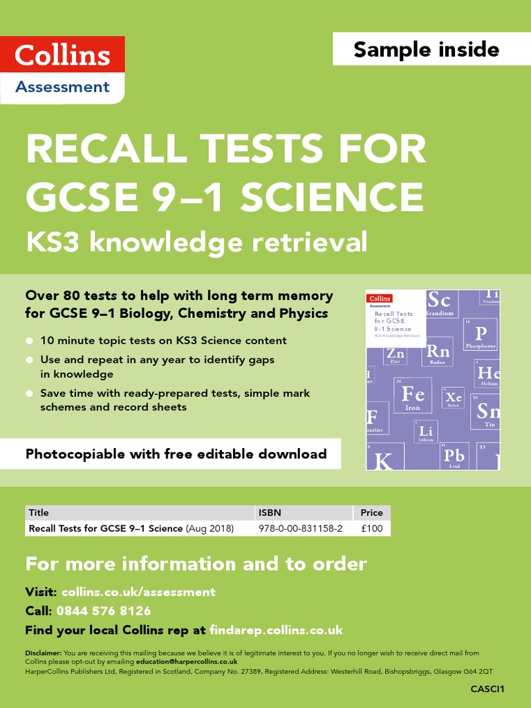 Science KS3 Sample Test | PDF | Oxide | Redox