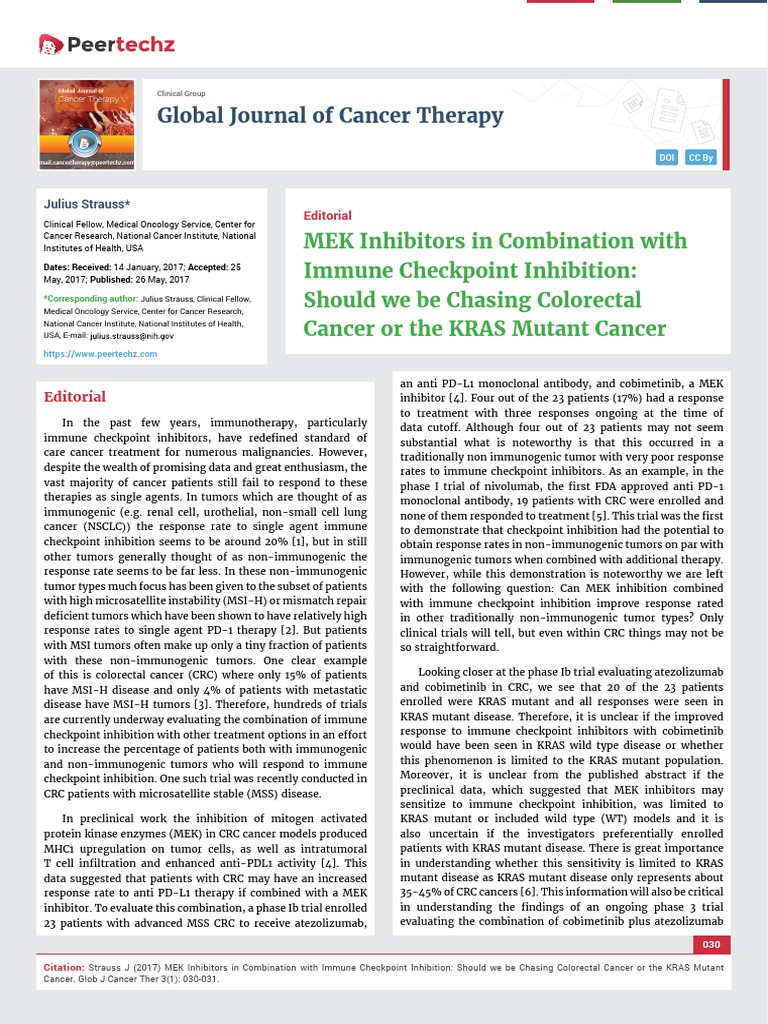 MEK Inhibitors in Combination With Immune Checkpoint Inhibition: Should ...