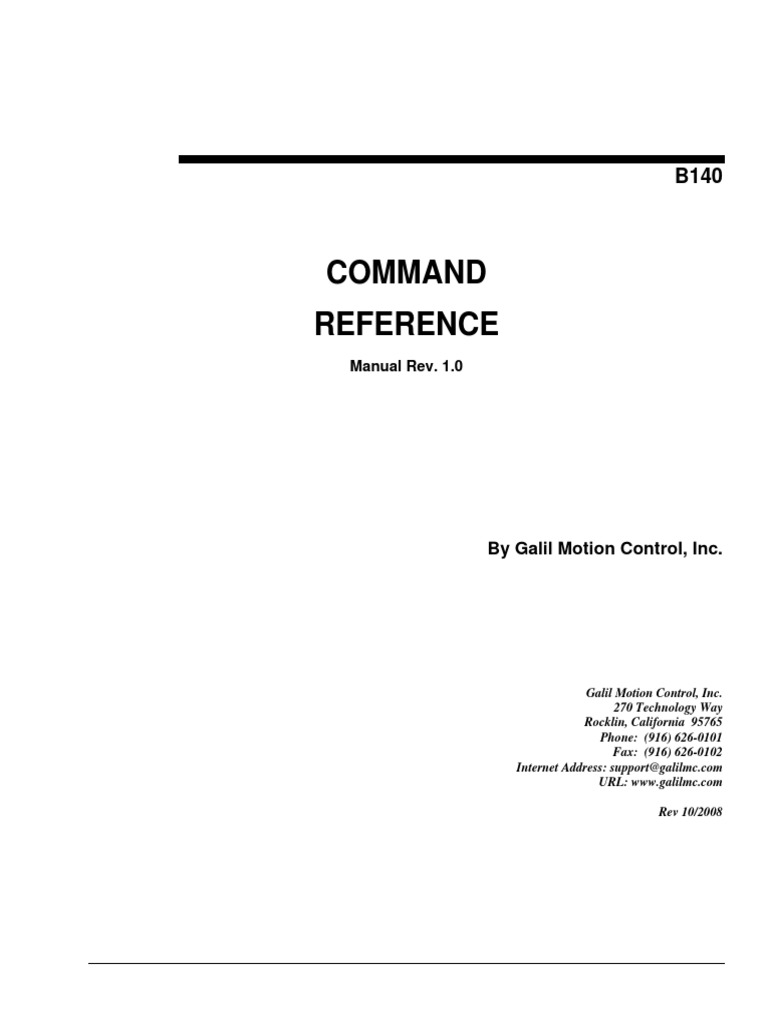 (Command Reference) DMC-B140 - Rev.1.0 | PDF | Acceleration | Computer ...