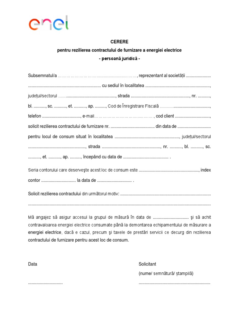 Cerere Reziliere Contract Persoana Juridica | PDF