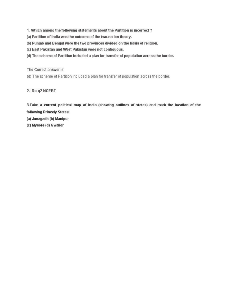 Challenges of Nation Building PDF | PDF | Partition Of India ...