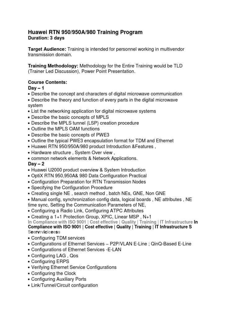 Huawei RTN 980 L Content | PDF | Multiprotocol Label Switching | Networking