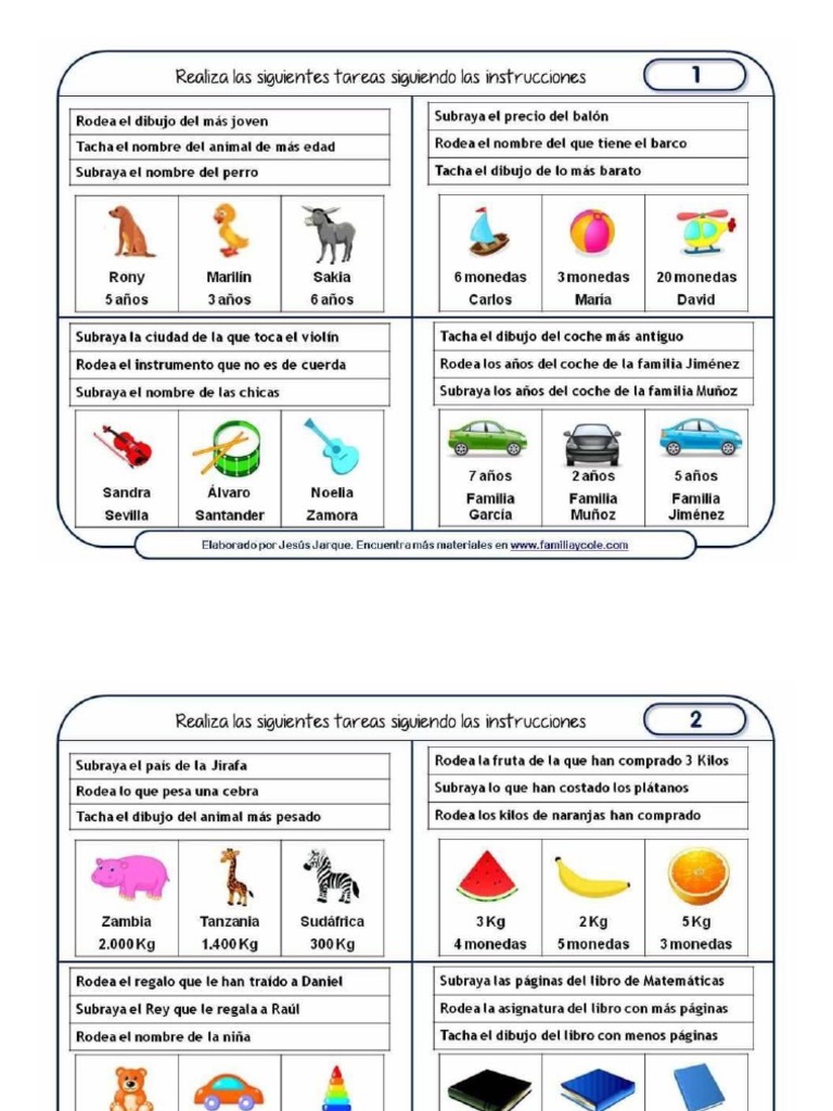 Guia para Seguir Instrucciones II Ciclo | PDF