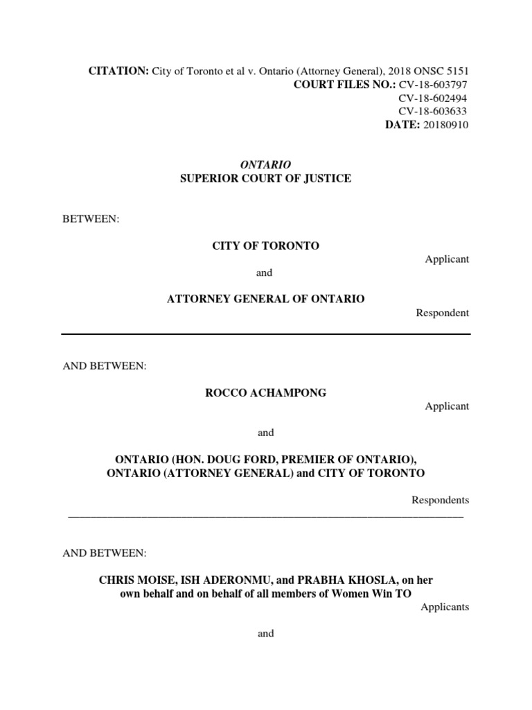 Ontario Superior Court of Justice Judgement | Elections ...