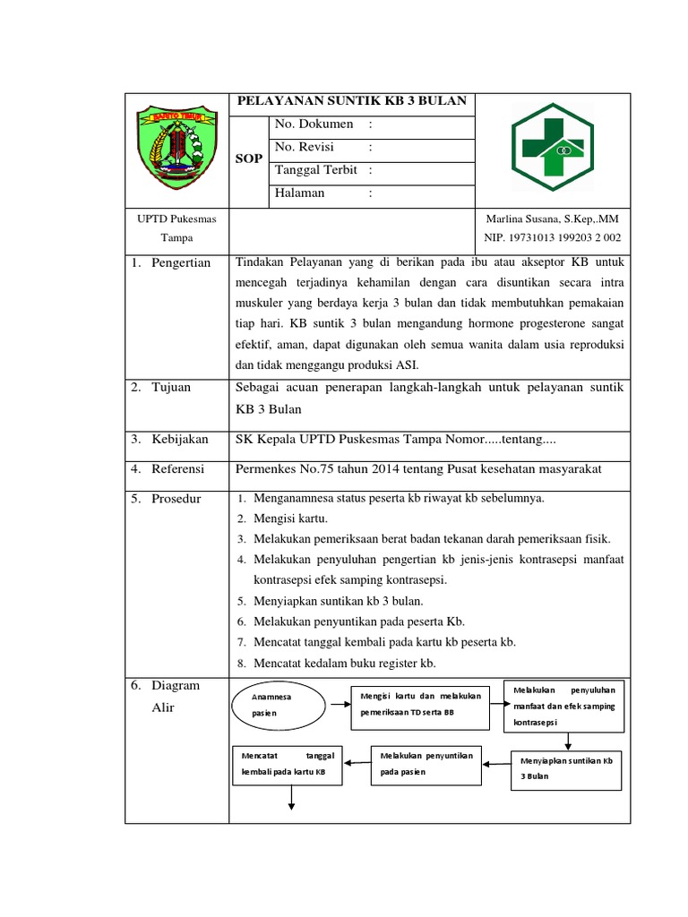 Sop Pelayanan Suntik KB 3 Bulan | PDF
