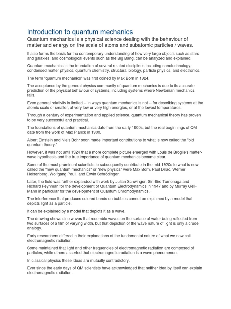 An Introduction to the Foundations and Development of Quantum Mechanics ...