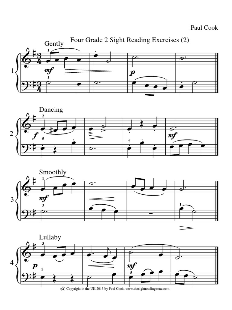 Two Grade 3 Sight Reading Exercises | PDF