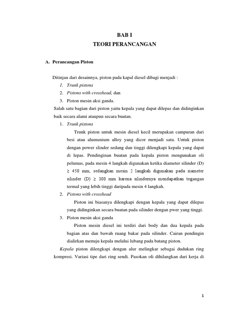 Desain dan Ukuran Piston Kapal Diesel | PDF