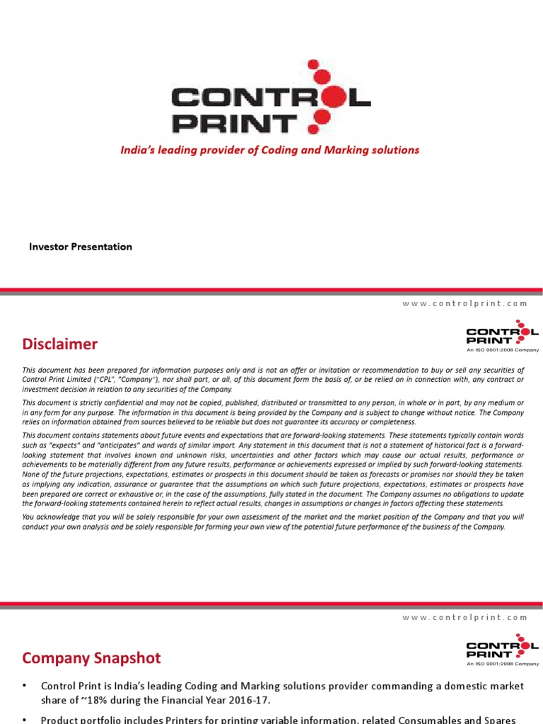 Control Print Limited: Investor Overview | PDF | Printer (Computing ...