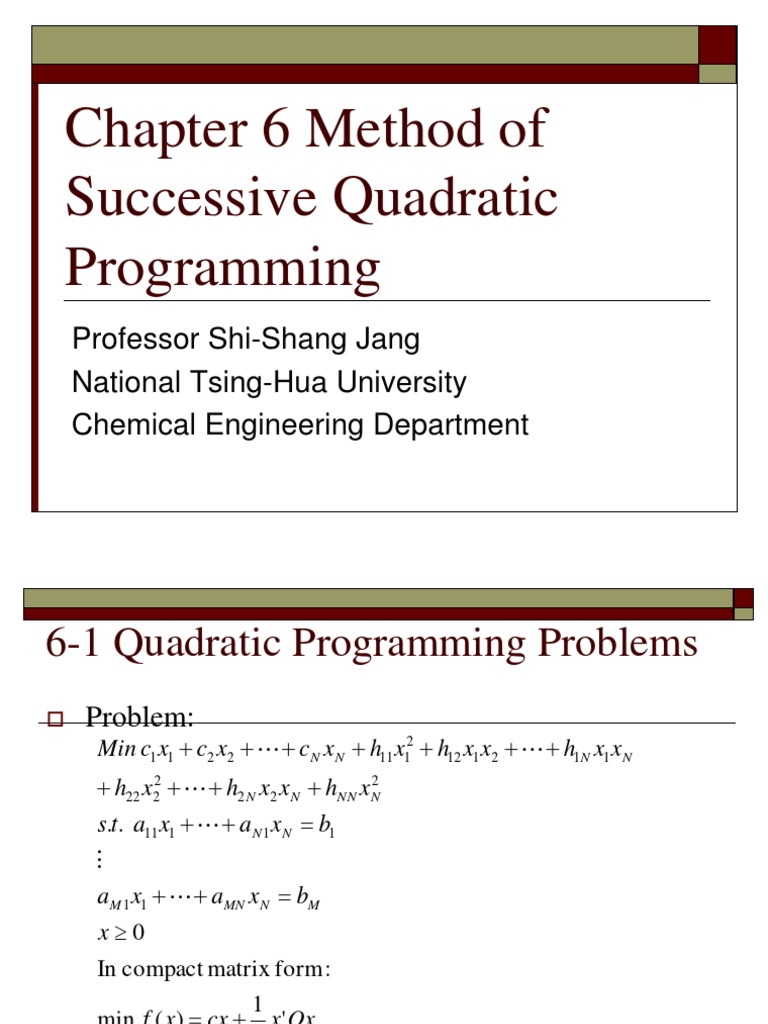 Successive Quadratic Programming Methods | PDF | Regression Analysis ...