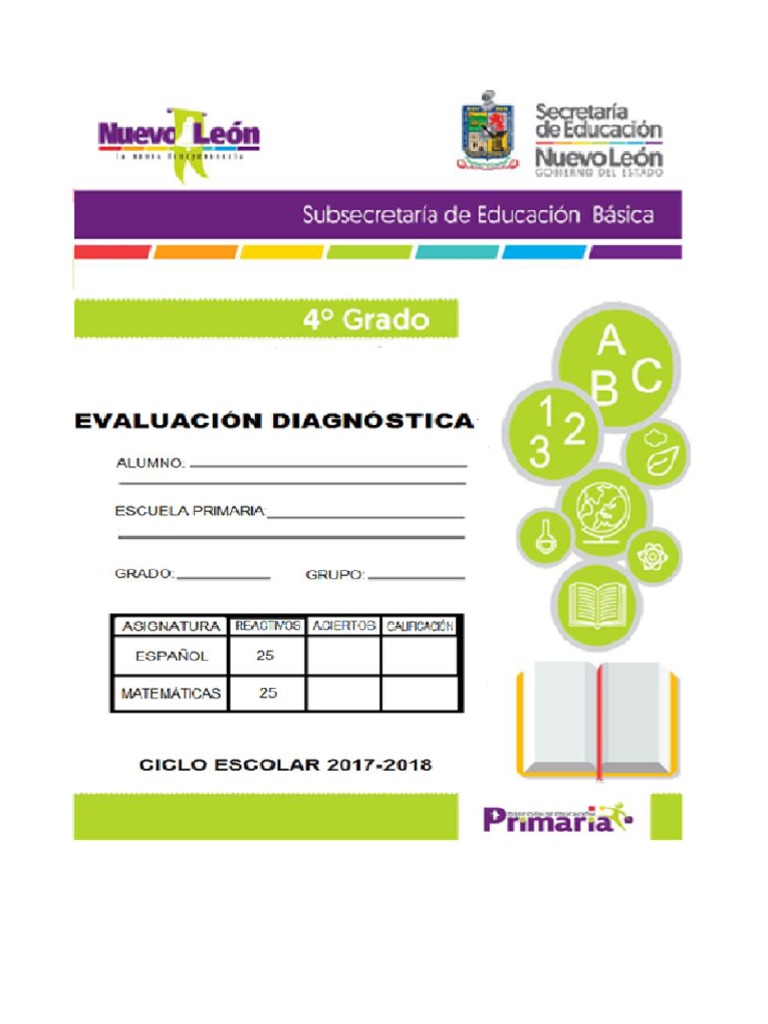 Examen Diagnostico-Cuarto | PDF | Prueba (evaluación) | Educación primaria