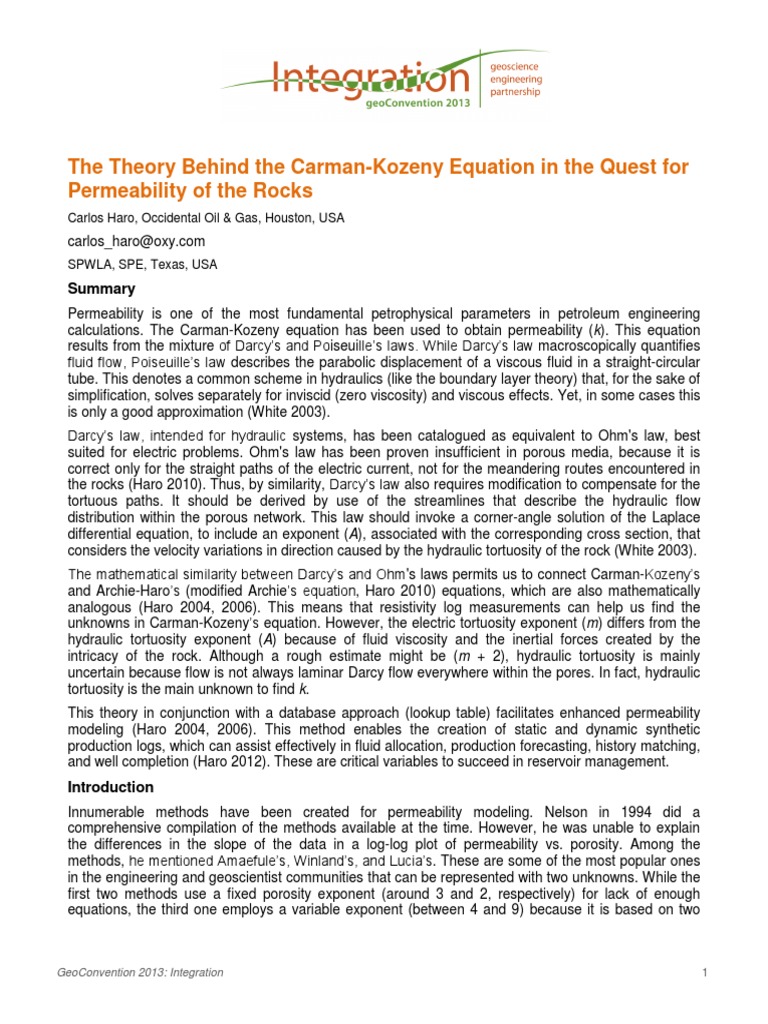 357 GC2013 The Theory Behind The Carman-Kozeny Equation PDF | PDF ...