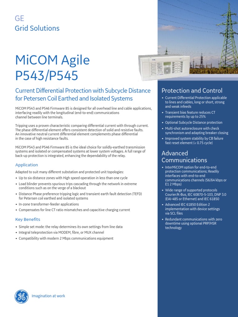 Micom Agile P543/P545: Grid Solutions | PDF | Relay | Multiplexing