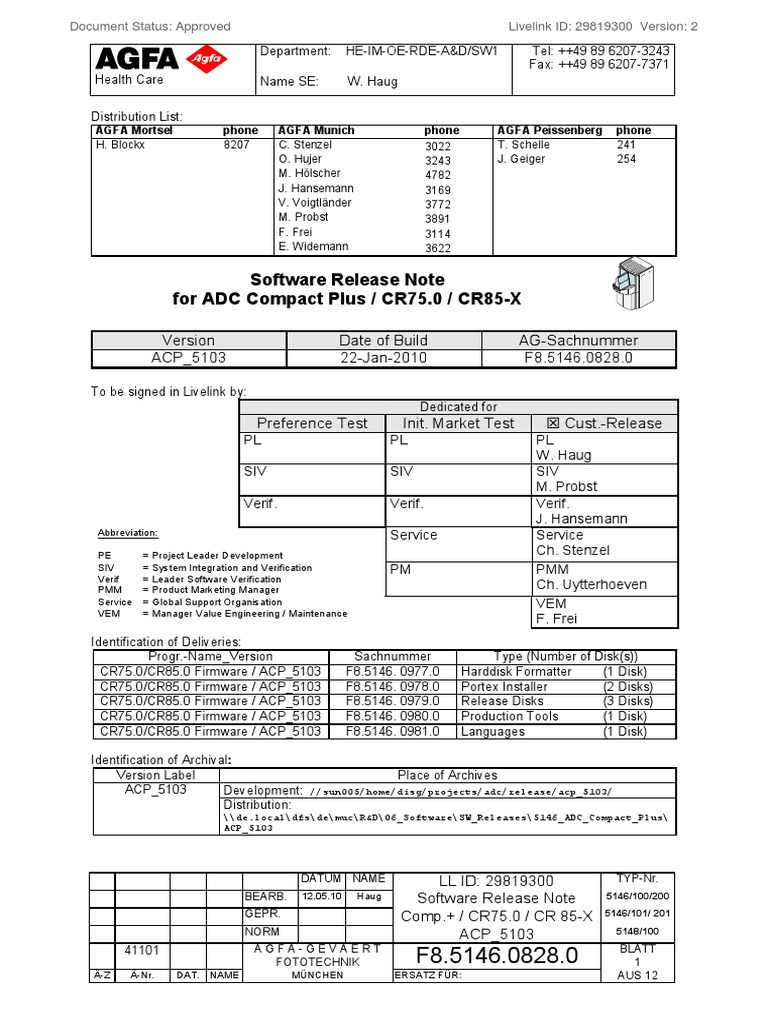 Release Note ACP 5103 PDF | PDF | Floppy Disk | Usb Flash Drive
