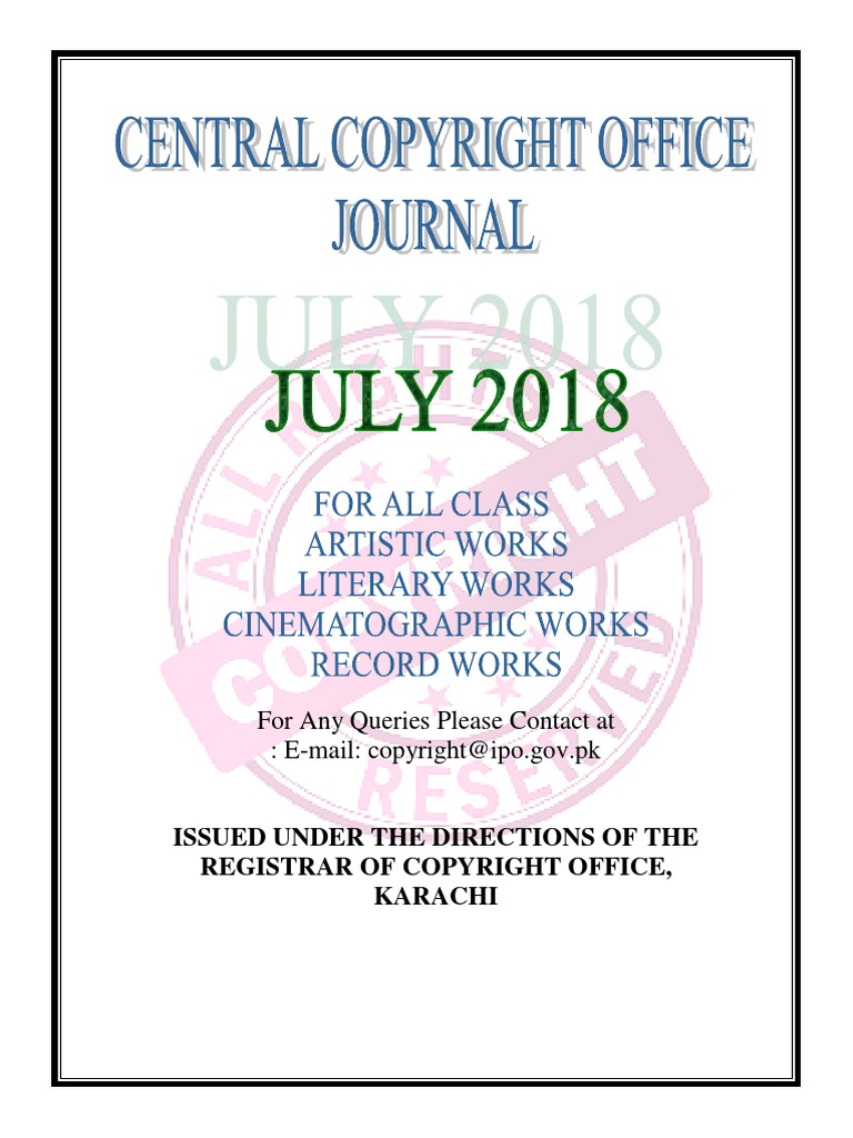 COpyright Journal Sep 2018 Copyright Registry Pakistan | PDF | Business