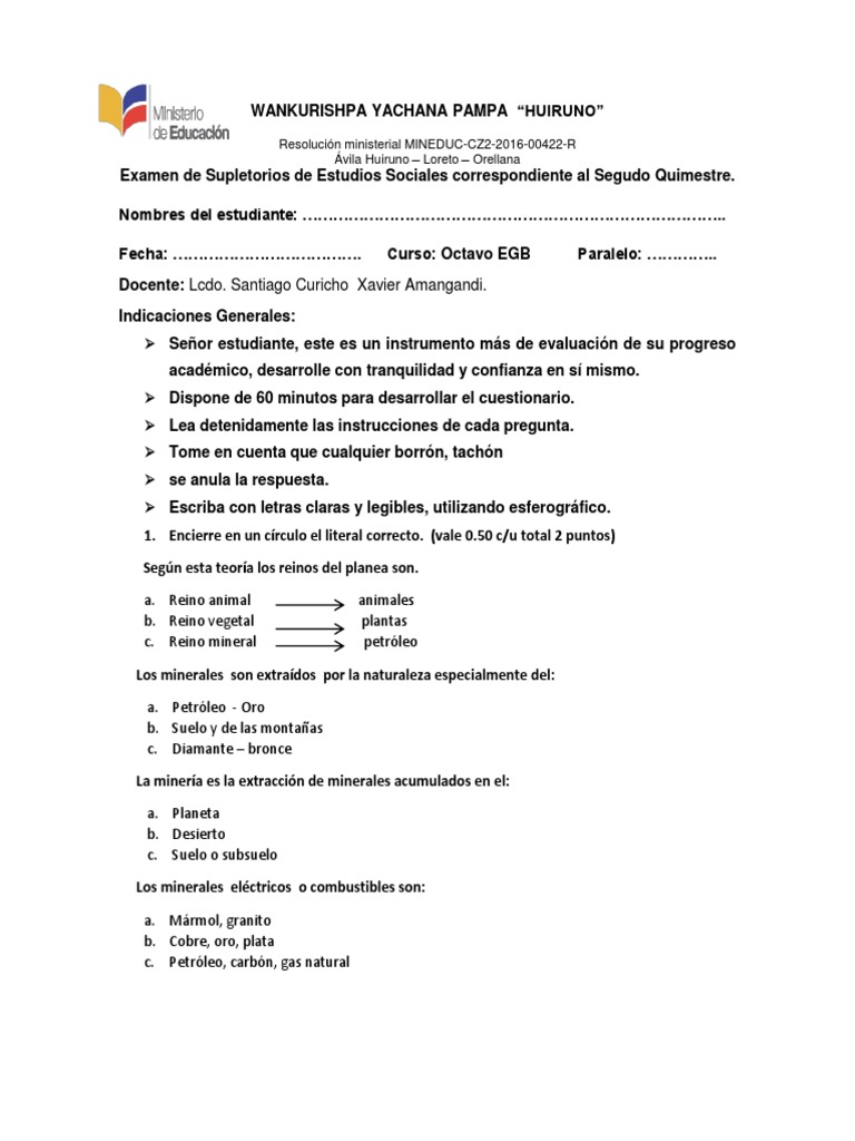 Examen de 8 EESS | PDF | Naturaleza | Materiales