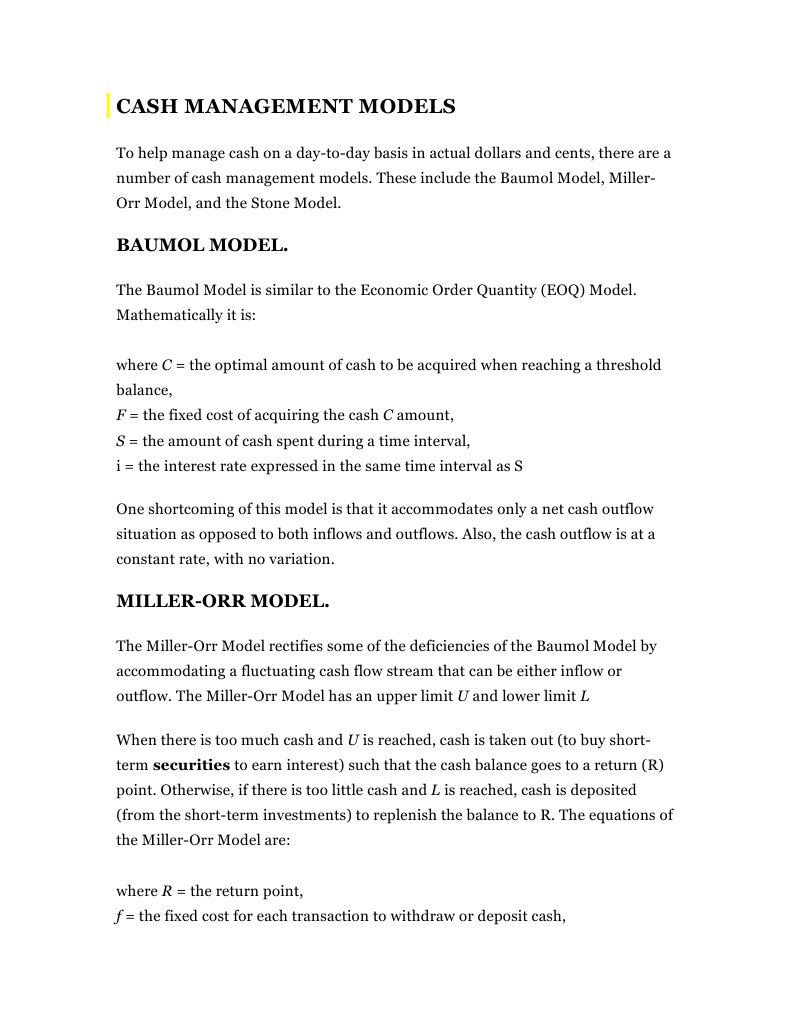 Cash Management Models | PDF | Interest | Interest Rates