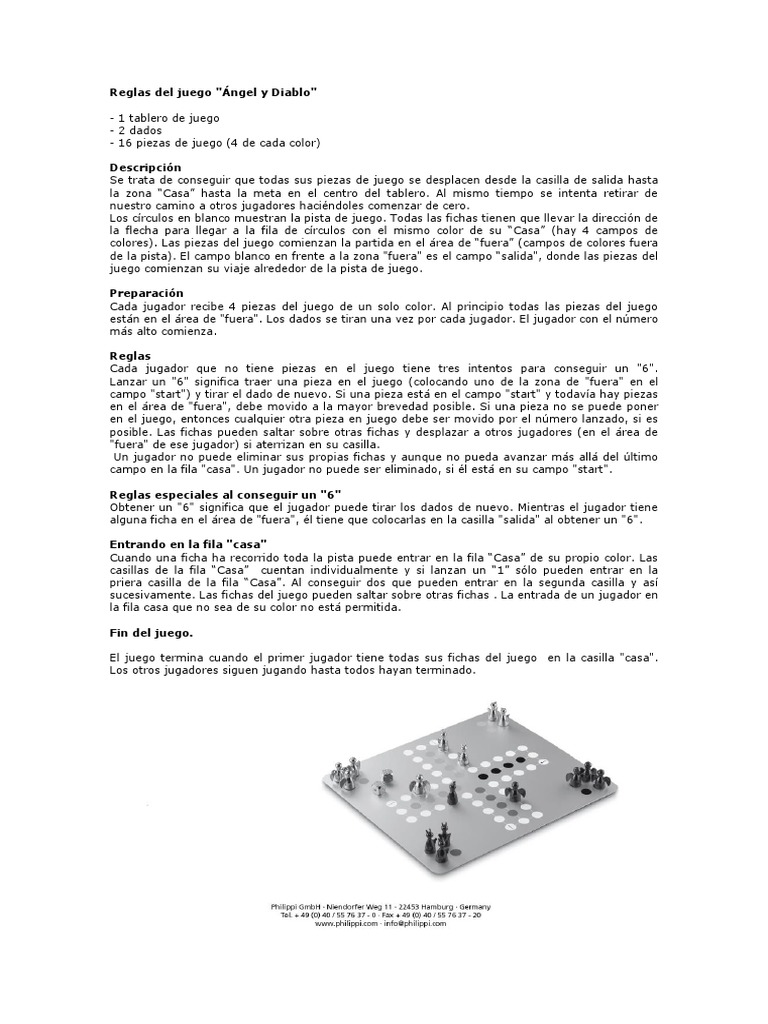 Reglas Del Juego Angelo Diavolo | PDF | Juego de azar | Actividades de ocio