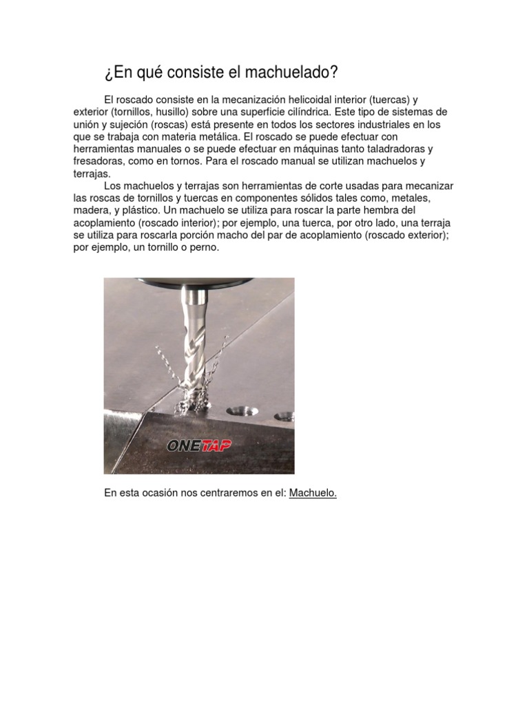 MACHUELOS | PDF | Acero | Tornillo