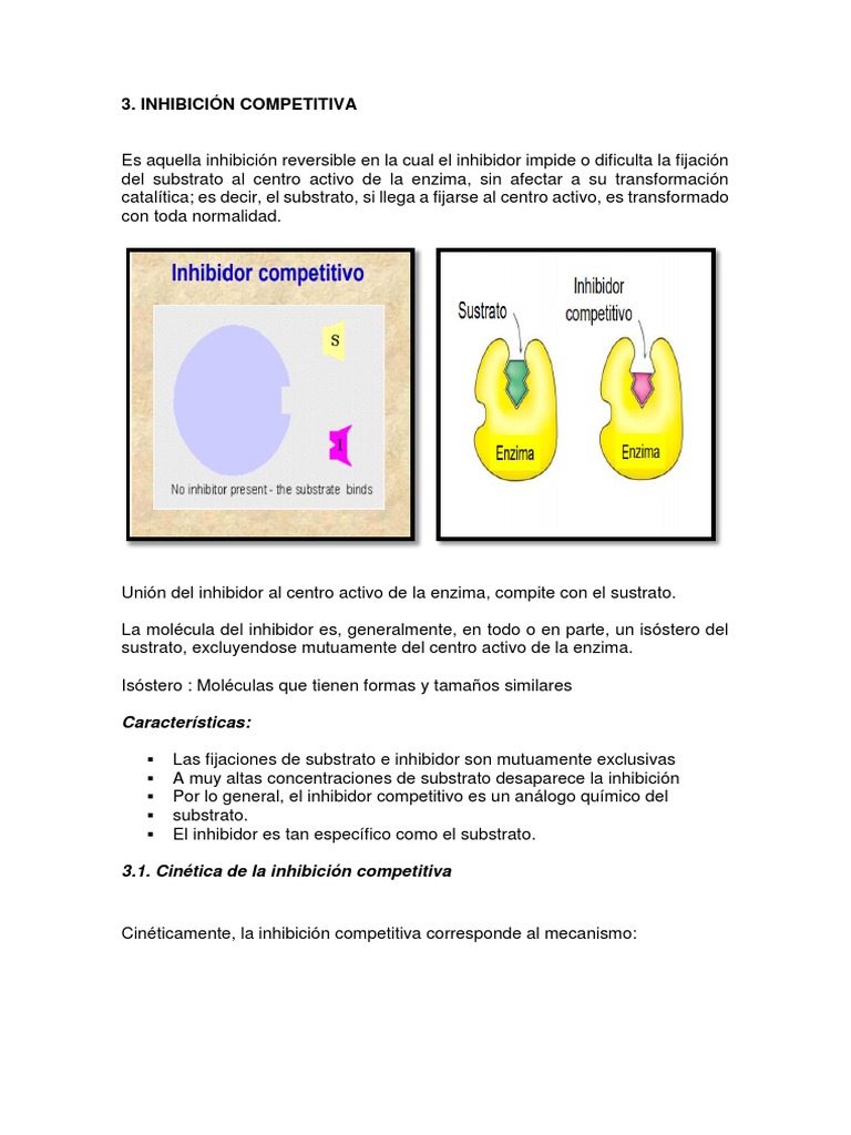 Inhibición Competitiva Enzimática | PDF | Inhibidor de la enzima ...