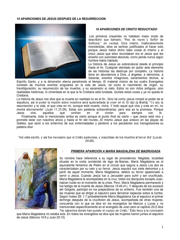 10 Apariciones de Jesus Despues de La Resurrección | PDF | La ...