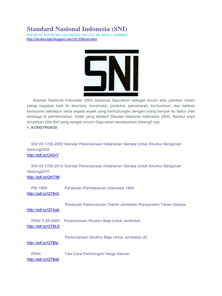 Standard Nasional Indonesia (SNI) | PDF