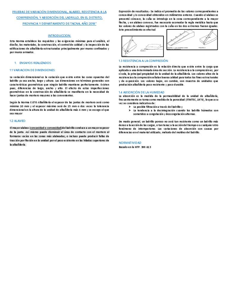 Pruebas de Variación Dimensional | PDF | Ladrillo | Albañilería