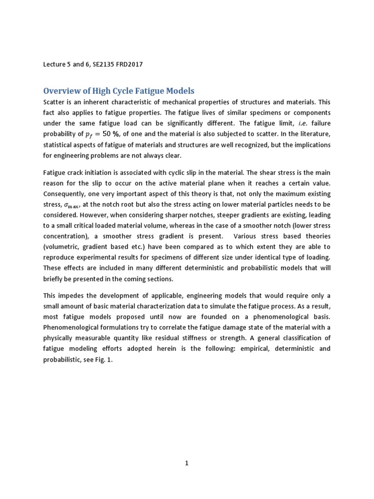 An Overview of High Cycle Fatigue Models: From Empirical to ...