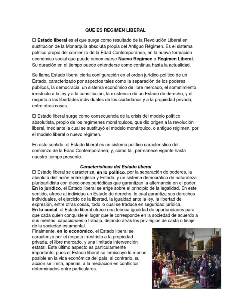 Que Es Regimen Liberal | PDF | Liberalismo | Estado (política)