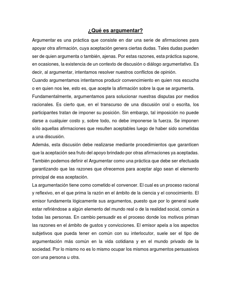 Qué Es Argumentar | Teoría de la argumentación | Argumento