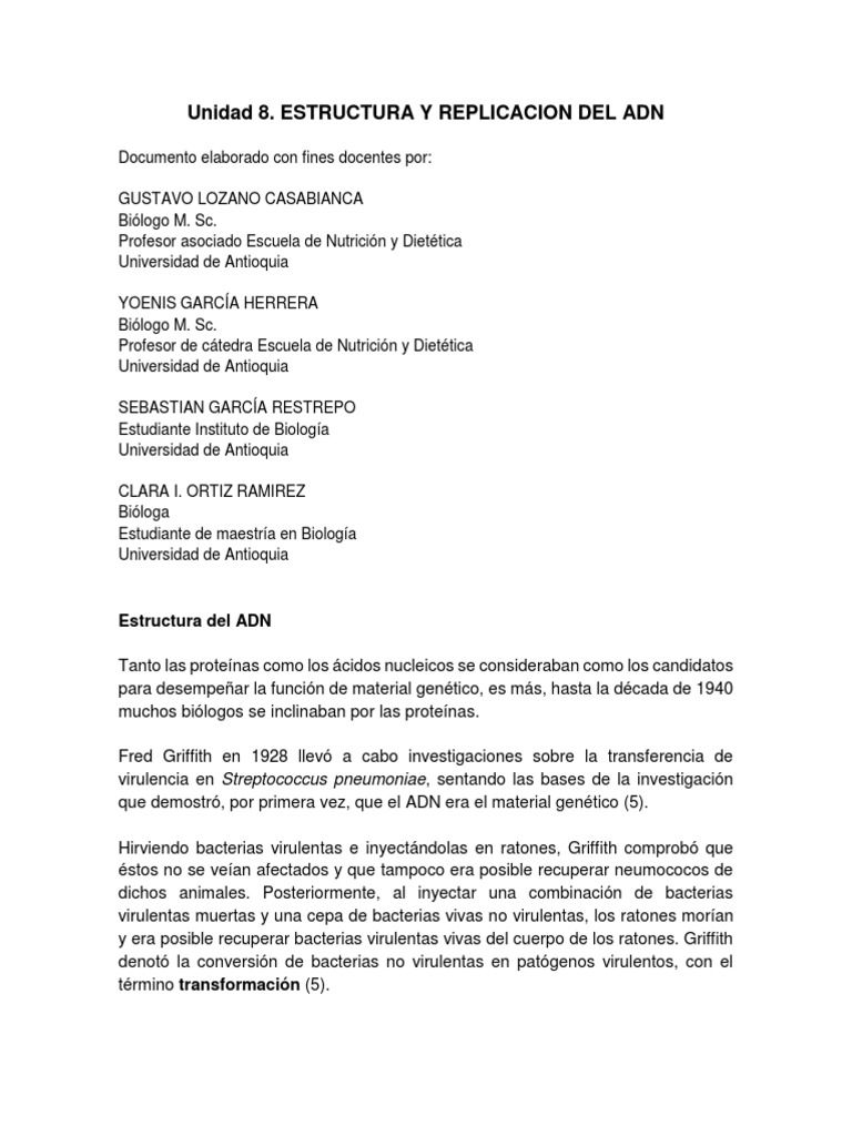 Estructura y Replicacion Del ADN | PDF | Cromatina | Replicación De Adn