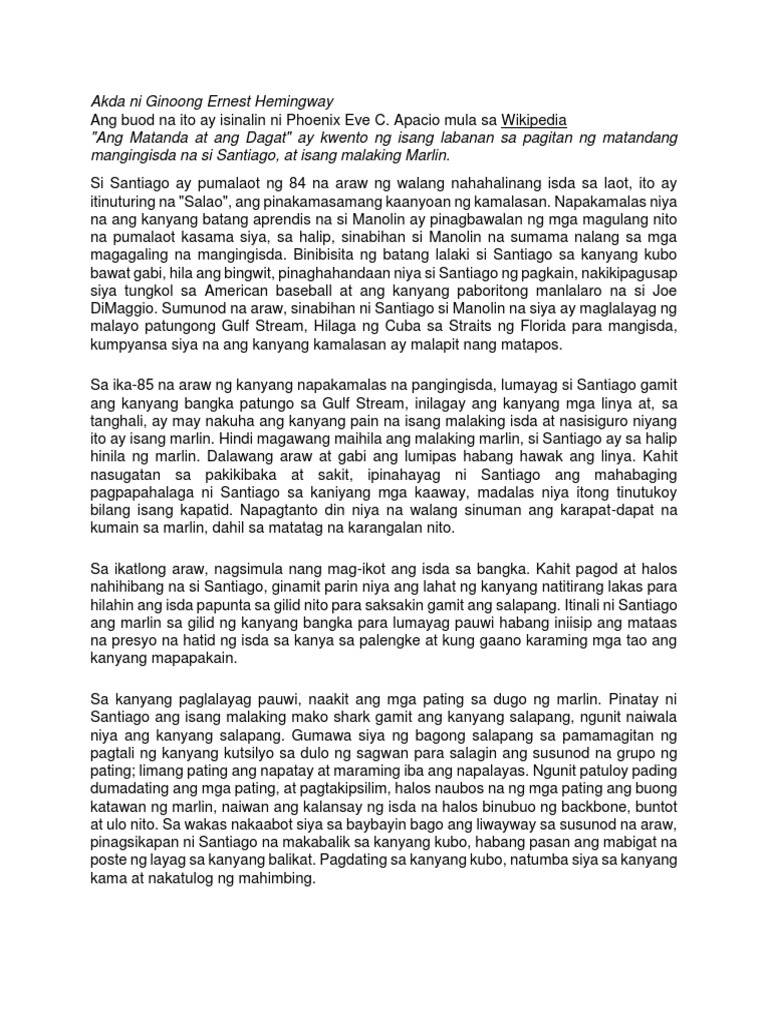 Ang Matanda at Ang Dagt | PDF