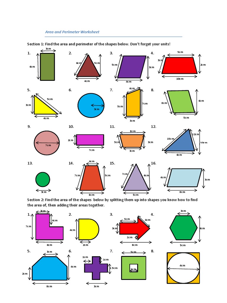 Area Of 2d Shapes Worksheet Pdf Geometry Worksheets | Volume