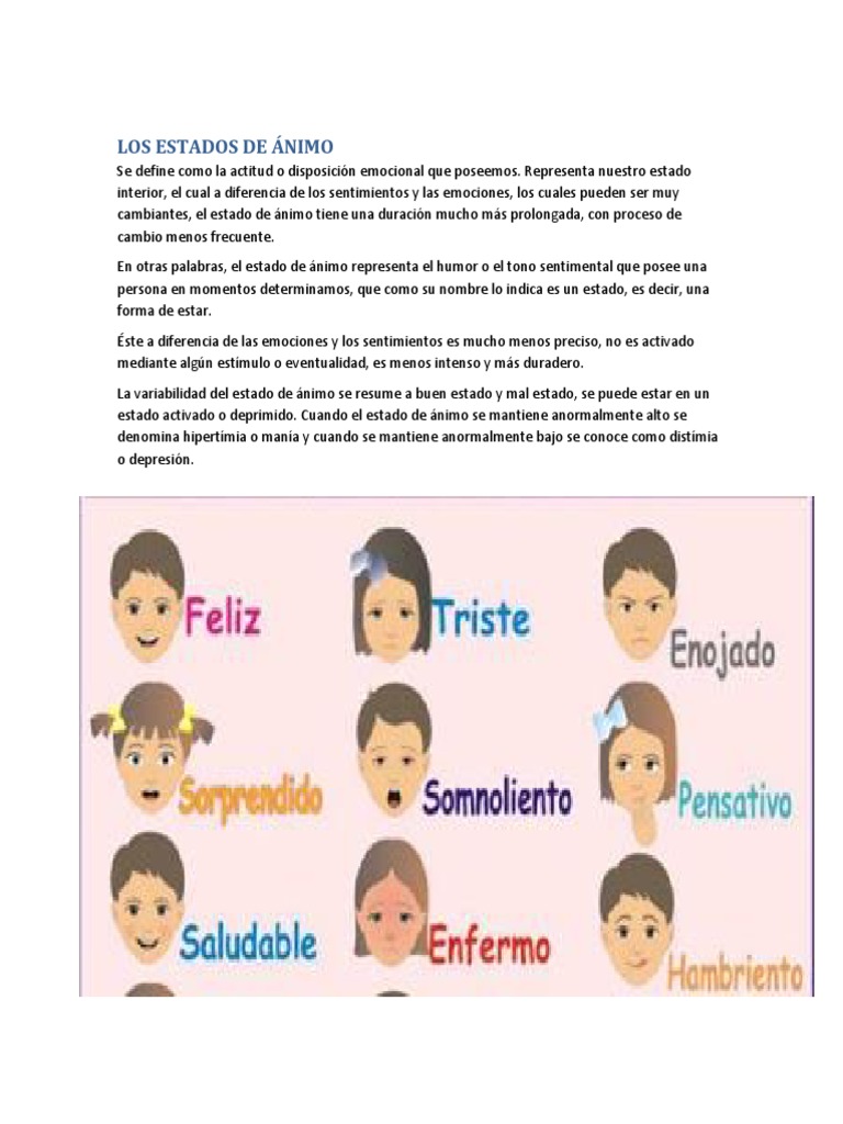 Los Estados de Ánimo | PDF | Estado de ánimo (psicología) | Salud mental