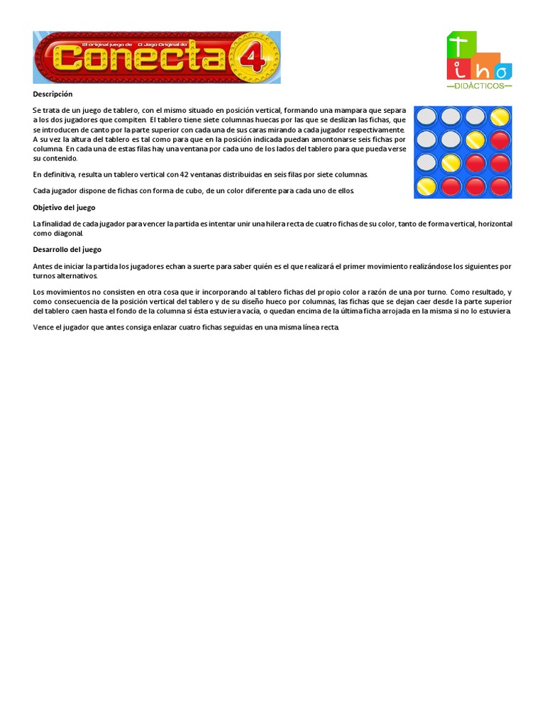 Instrucciones Conecta 4 (4 en Línea)