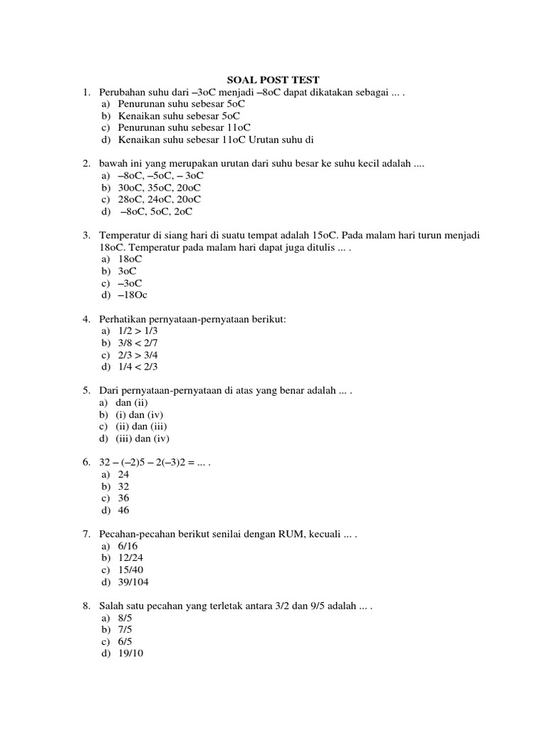Soal Post Test | PDF | Science & Mathematics | Technology & Engineering