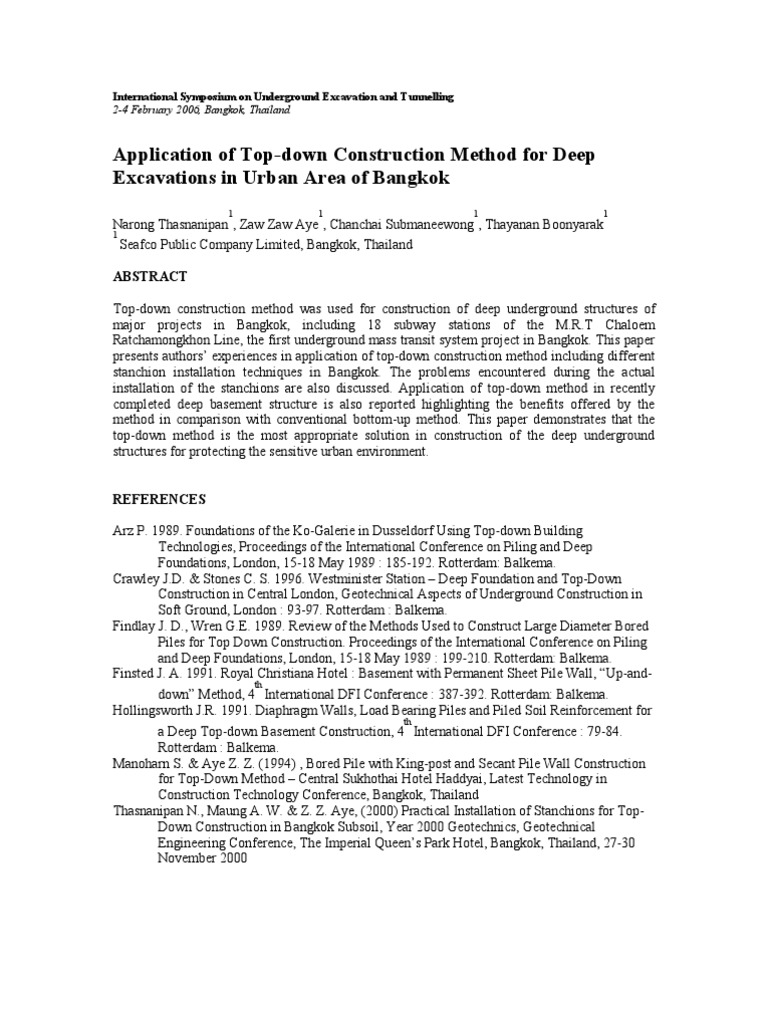 Application of Top-Down Construction Method For Deep Excavations | PDF ...