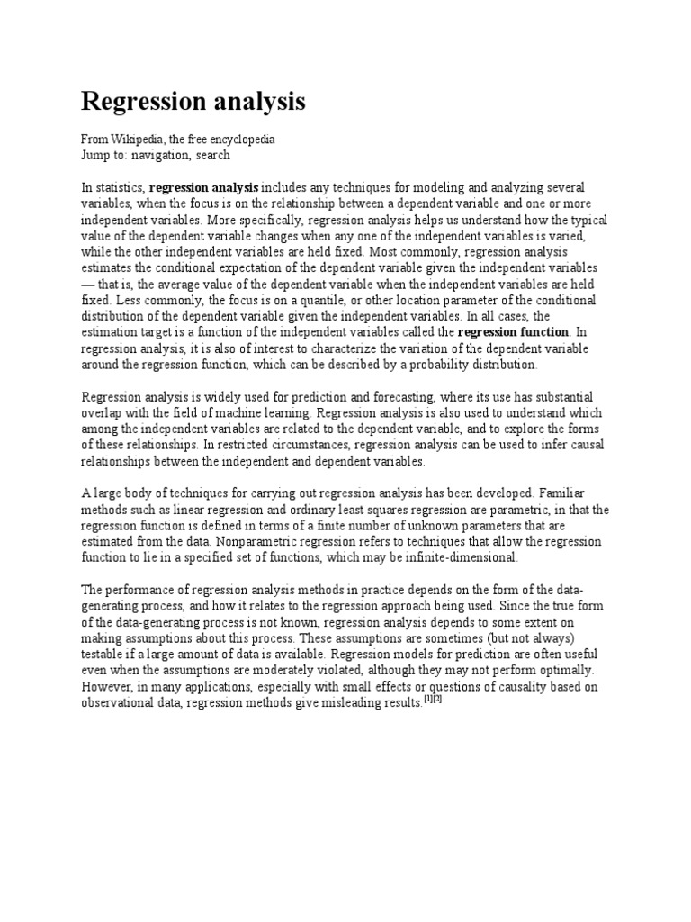 Regression Analysis: From Wikipedia, The Free Encyclopedia | PDF ...