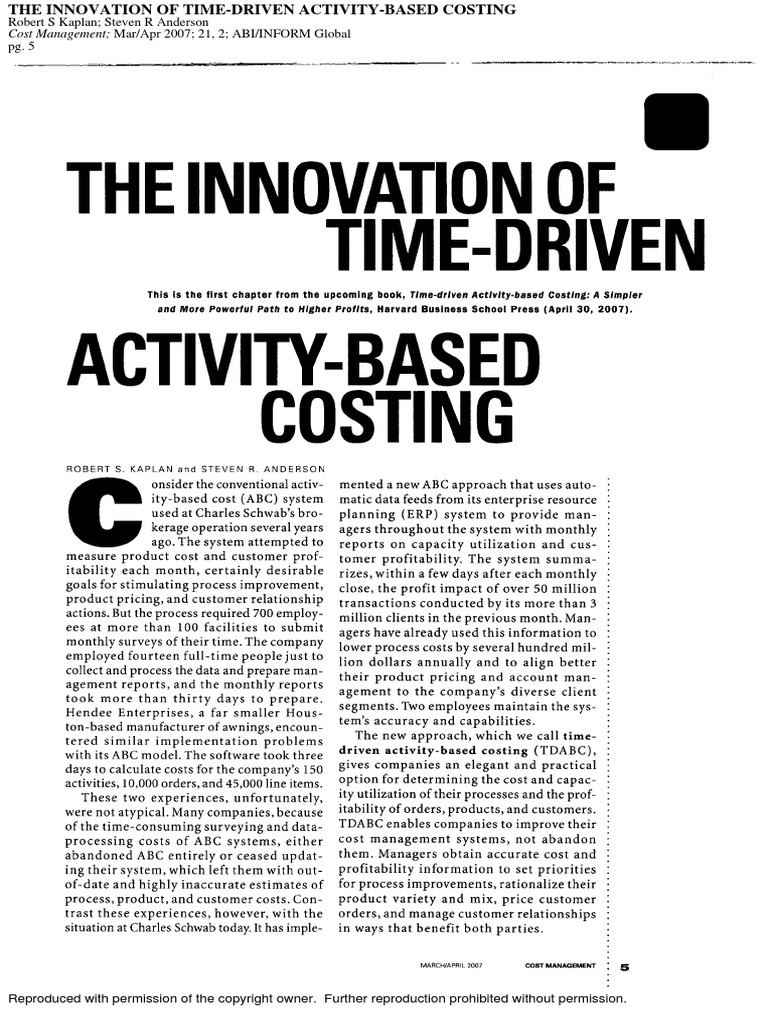 Time Driven Activity Based Costing Pdf Intellectual Works Civil