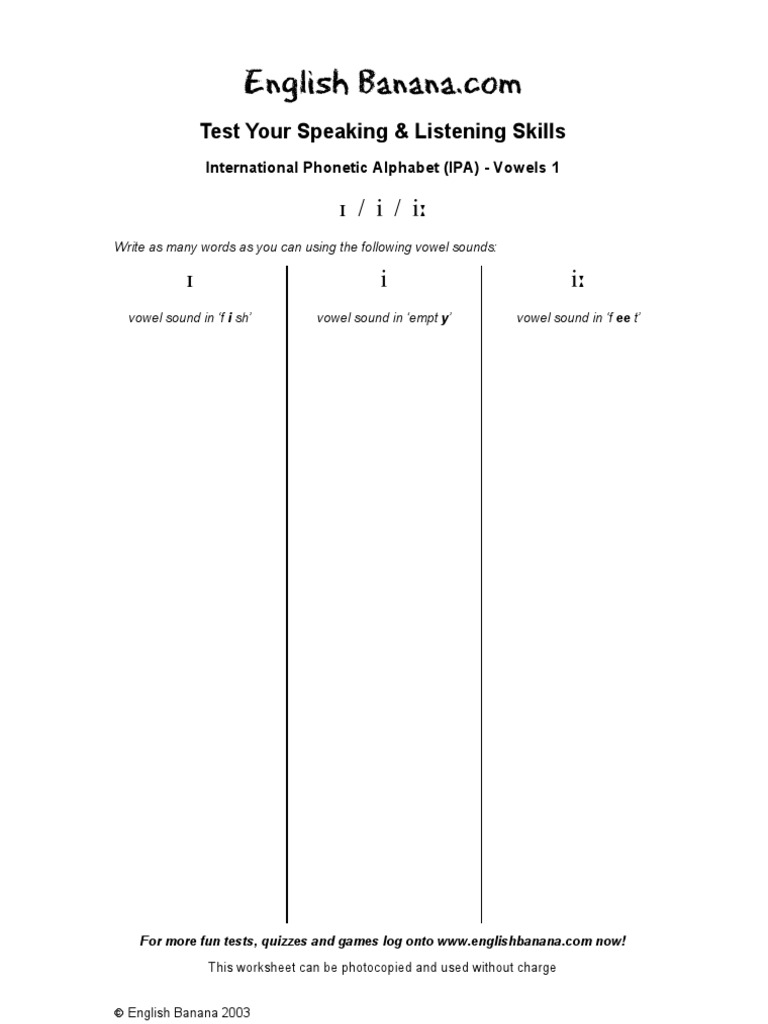 International Phonetic Alphabet Ipa Vowels and Diphthongs All Student ...